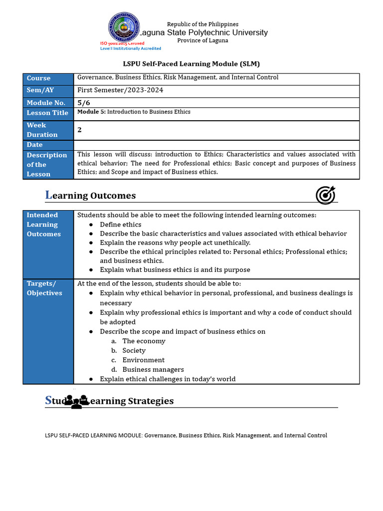 Business Ethics Module 5 | PDF