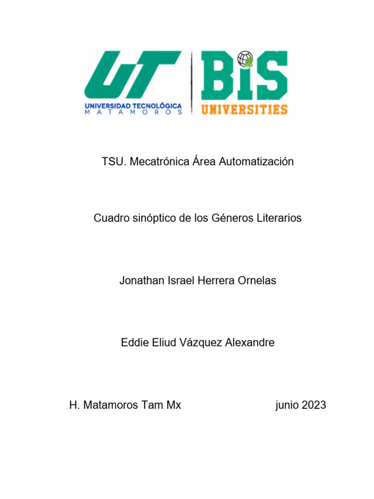 Cuadro Sinóptico de Los Géneros Literarios | PDF Cuadro Sinóptico de Los Géneros Literarios | PDF