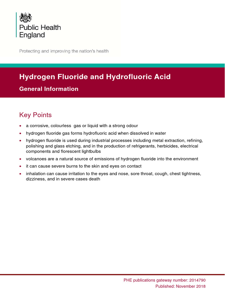Hydrogen Fluoride General Information | PDF