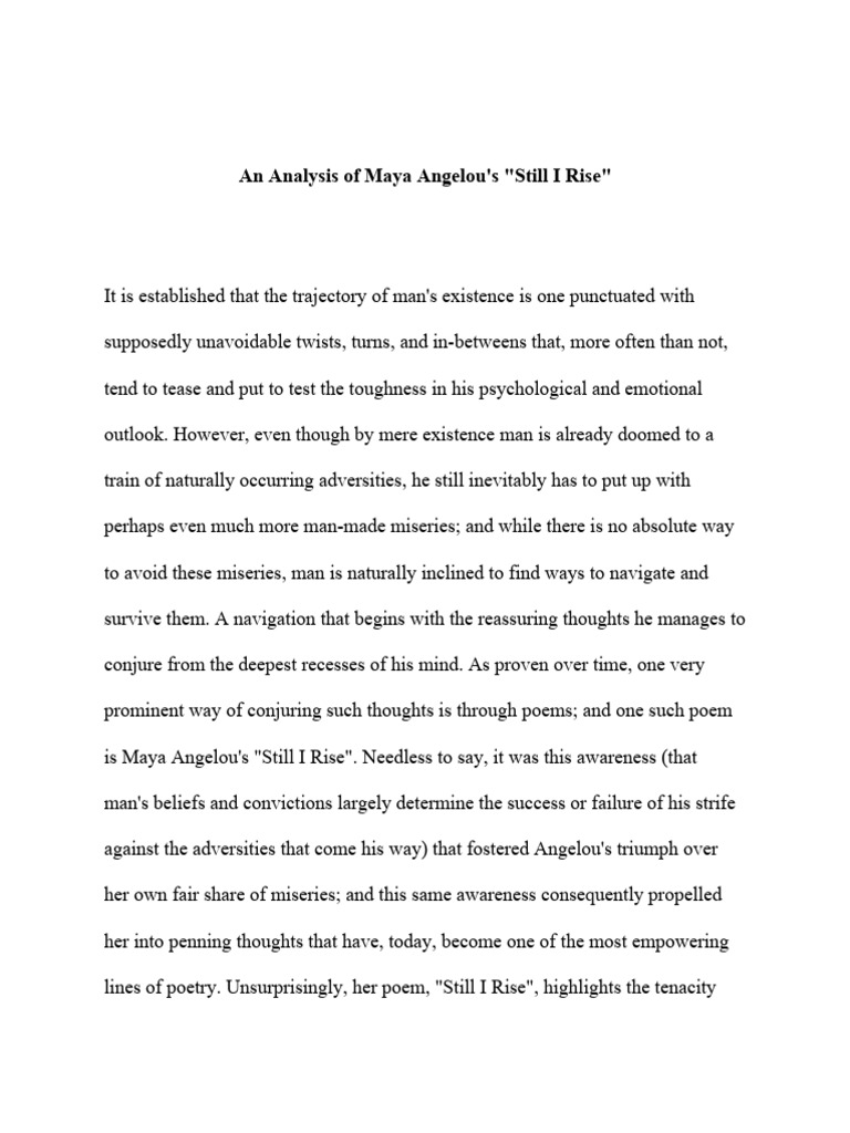 An Analysis of Maya Angelou's Still I Rise | PDF