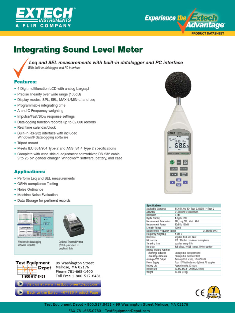 Extech Sound Level Meter Pdf