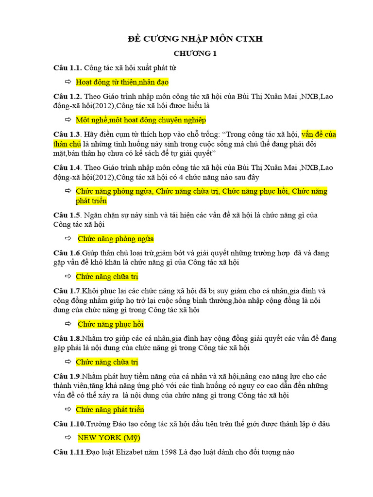 Đề Cương Nhập môn CTXH | PDF