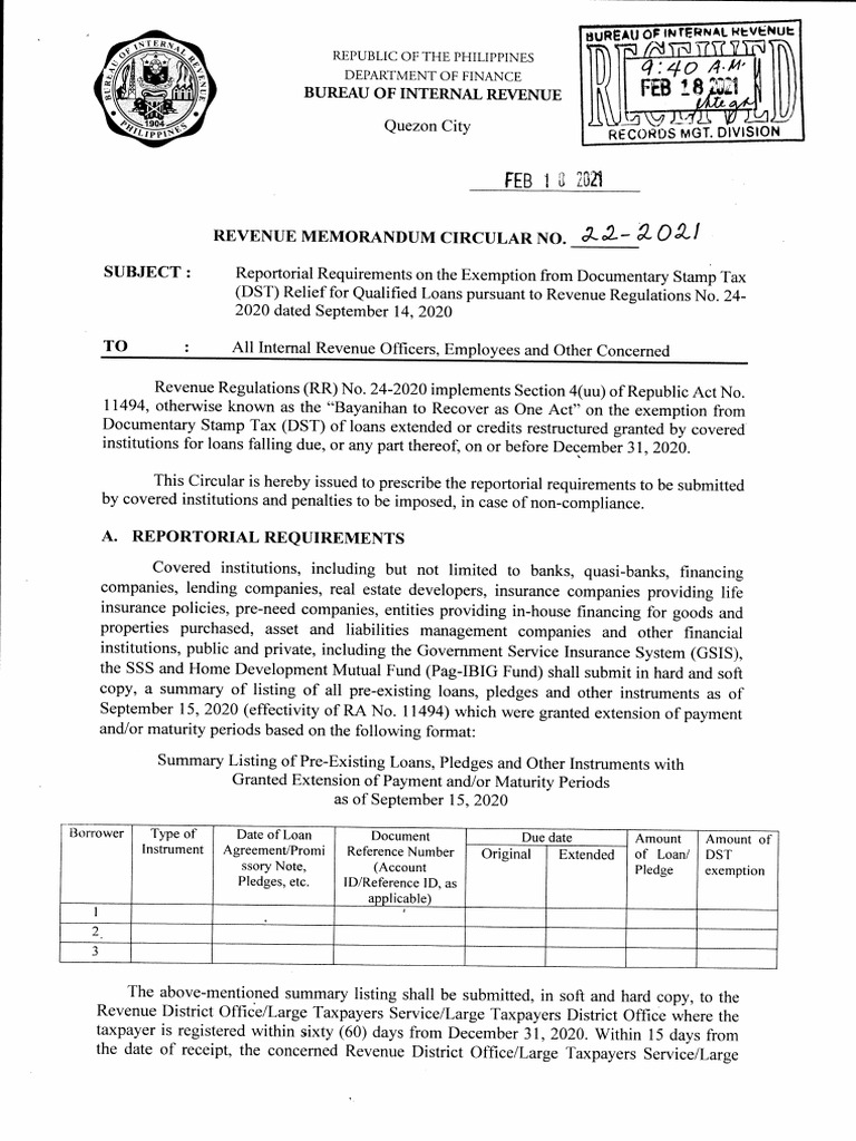 RMC No. 22-2021 | PDF