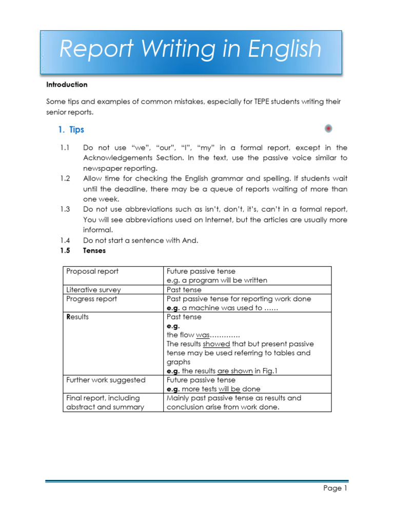 English Report Writing | PDF