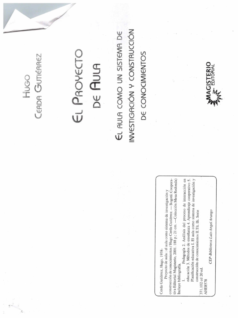 El Proyecto de Aula - Hugo Cerda | PDF