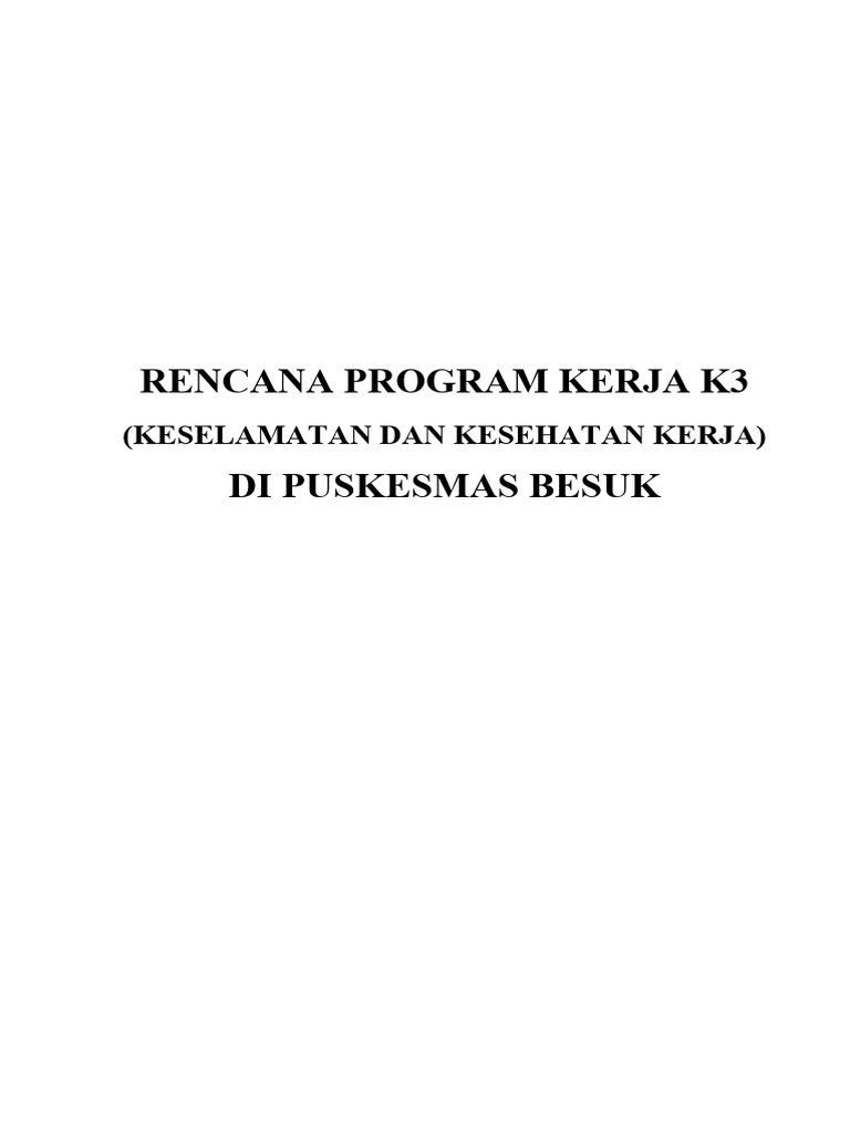 Rencana Program Kerja K3 | PDF