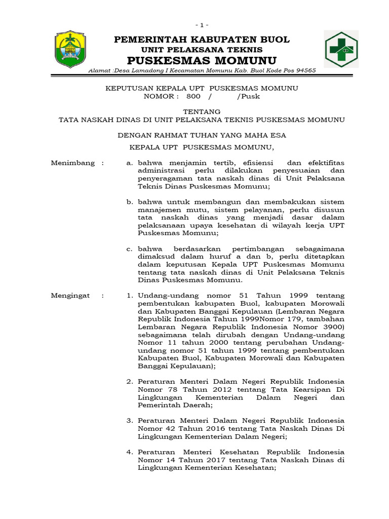 SK TATA NASKAH dg no. hal | PDF