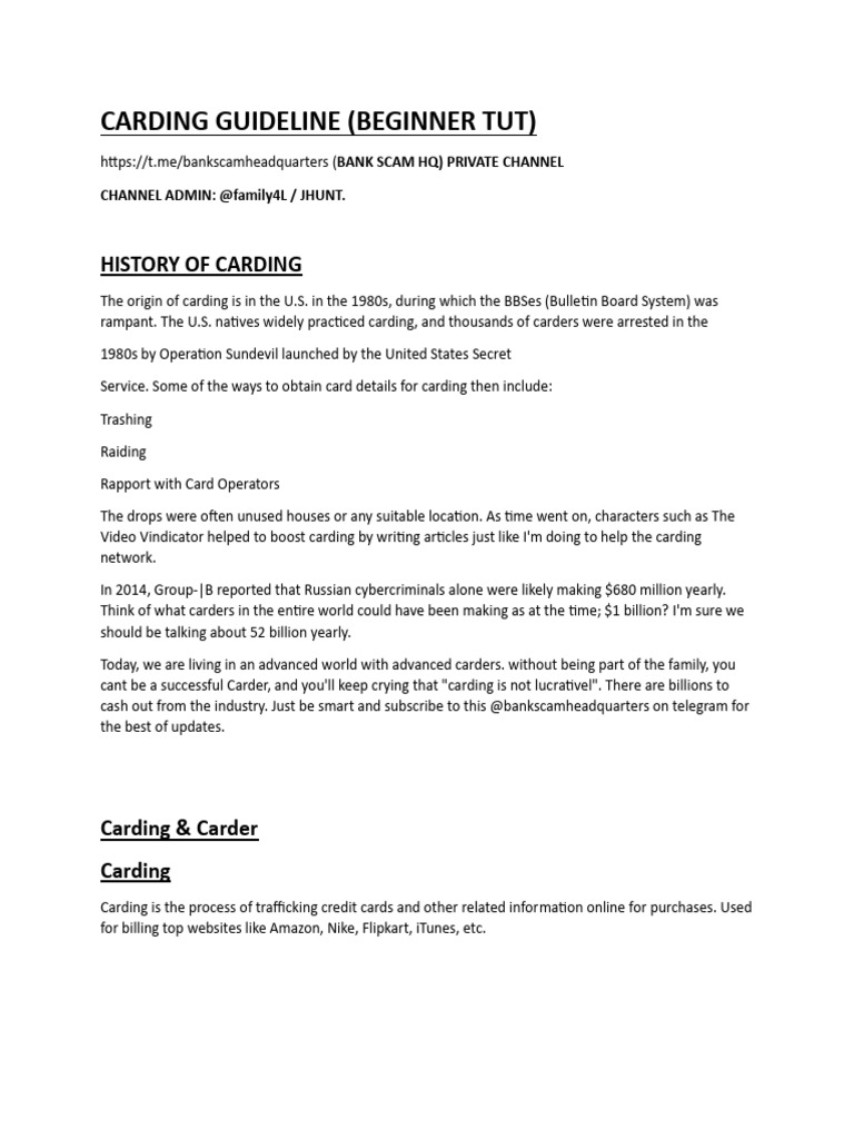 Carding Guide (Beginner Tut) | PDF | Finance & Money Management | Computers