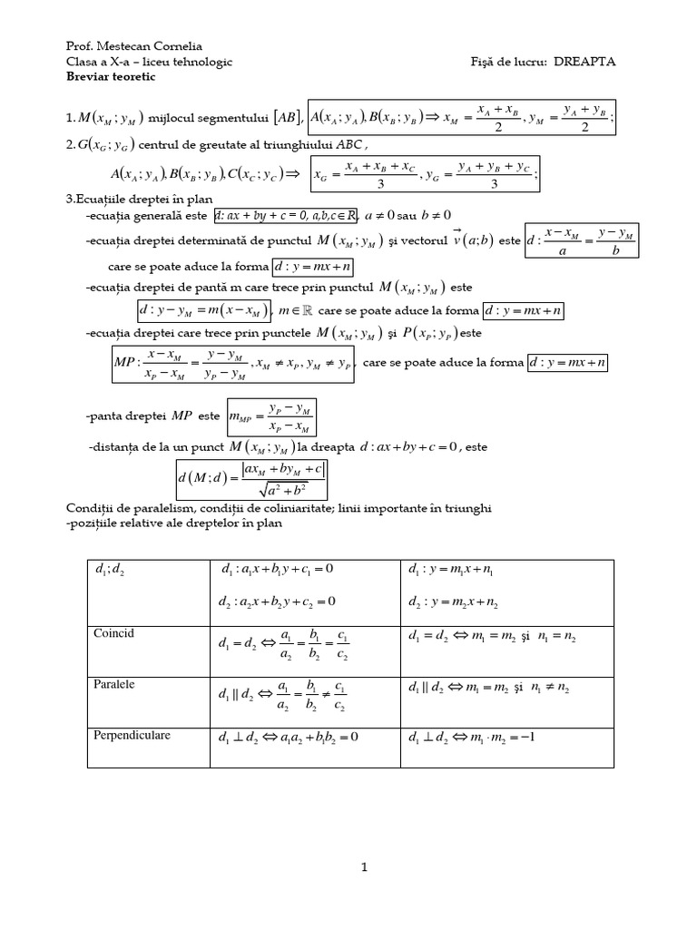 X Ecuatii Ale Dreptei in Plan | PDF