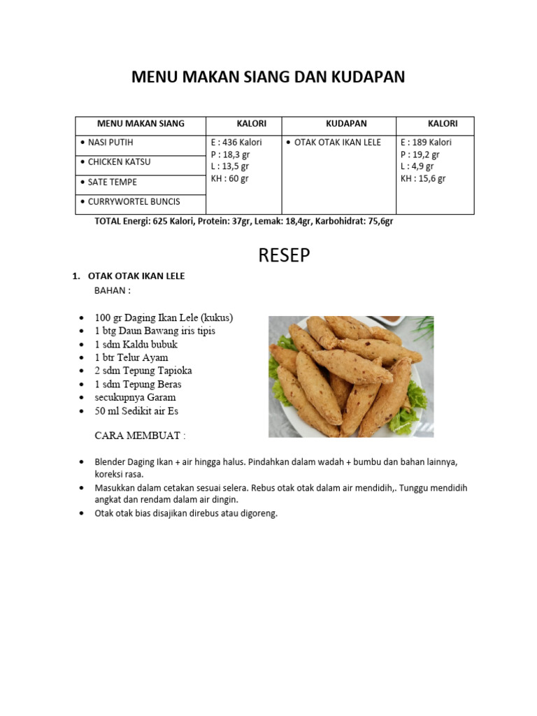 Menu Makan Siang Dan Kudapan | PDF