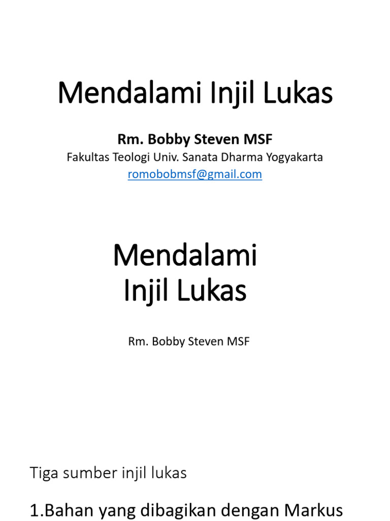 Mendalami Sumber Dan Kekhasan Injil Lukas | PDF