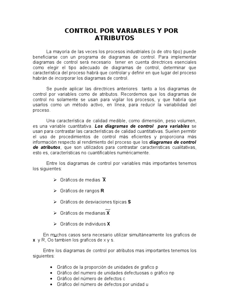 Control Por Variable y Por Atributo | PDF | Medición | Calidad (comercial)