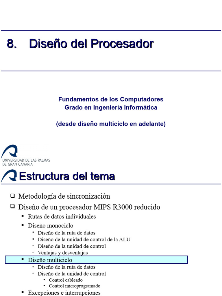 Tema8 Diseno Del Procesador FC GII Multiciclo en Adelante | PDF