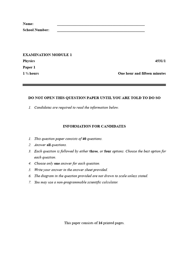 Paper 1 Model Question - Set 1 | PDF