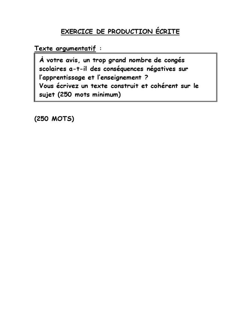 Exercice de Production Écrite | PDF