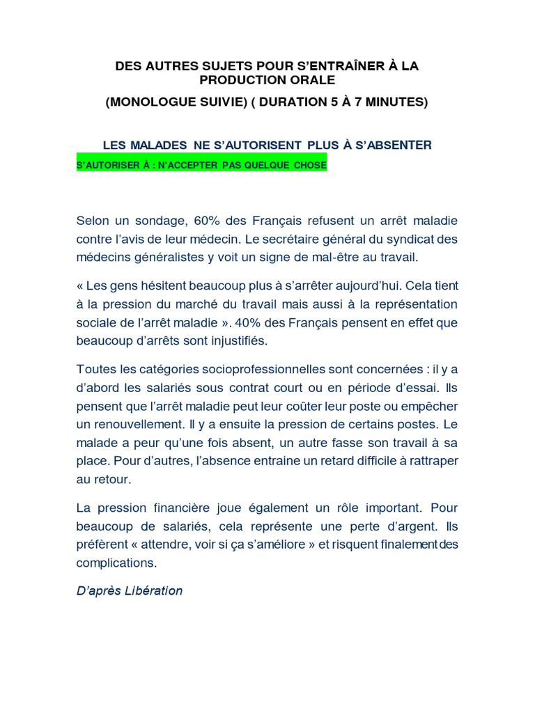 Des Autres Sujets Pour S'entraîner | PDF