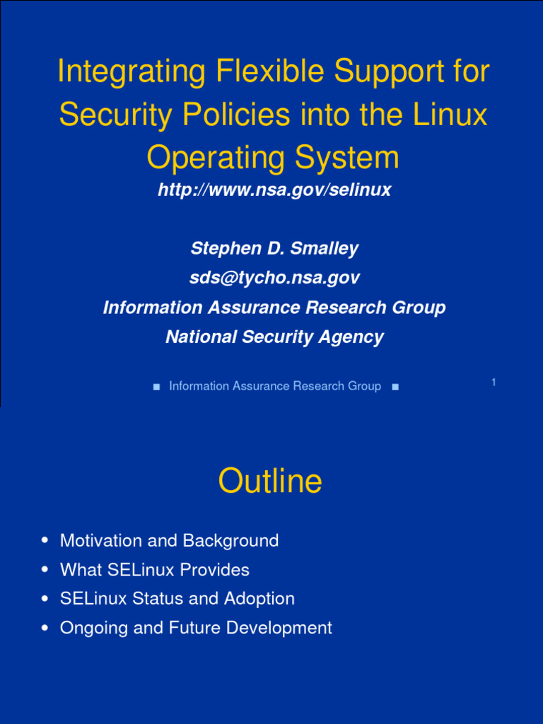 2005 Flexible Support For Security Policies Into Linux Os Presentation | PDF