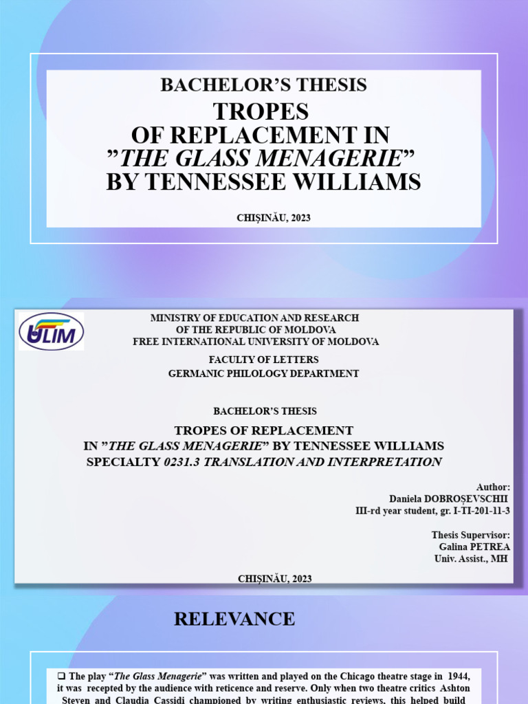 Bachelor'S Thesis: Tropes of Replacement in "The Glass Menagerie" by ...