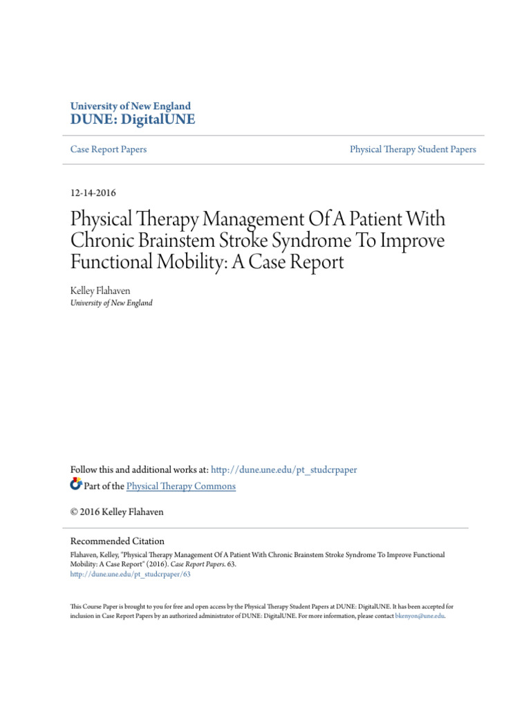 Physical Therapy Management of A Patient With Chronic Brainstem S | PDF ...