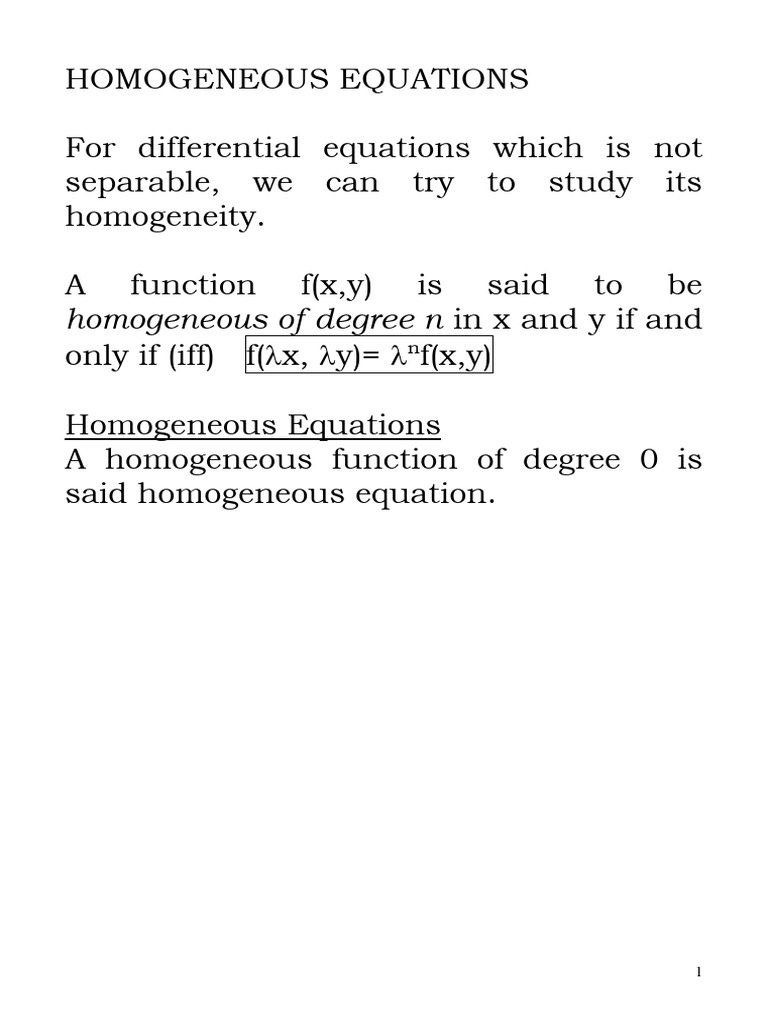 Homogeneous Equations | PDF