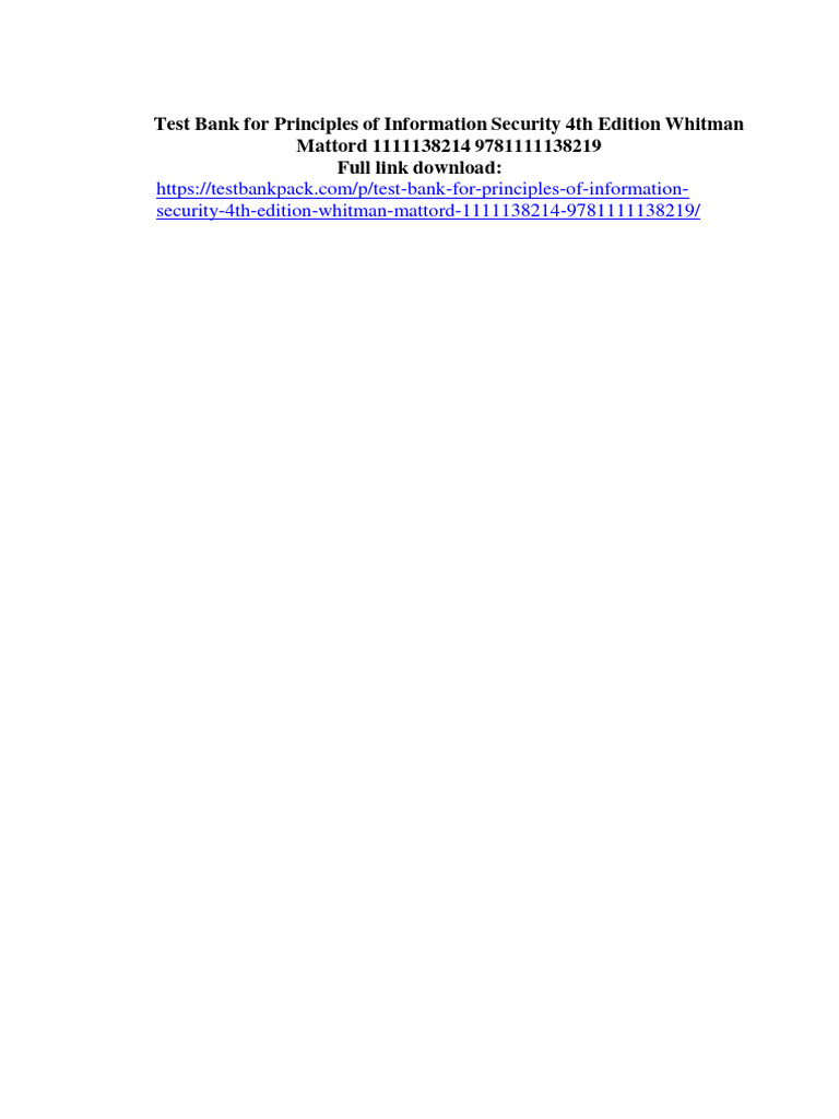Test Bank For Principles of Information Security 4th Edition Whitman ...