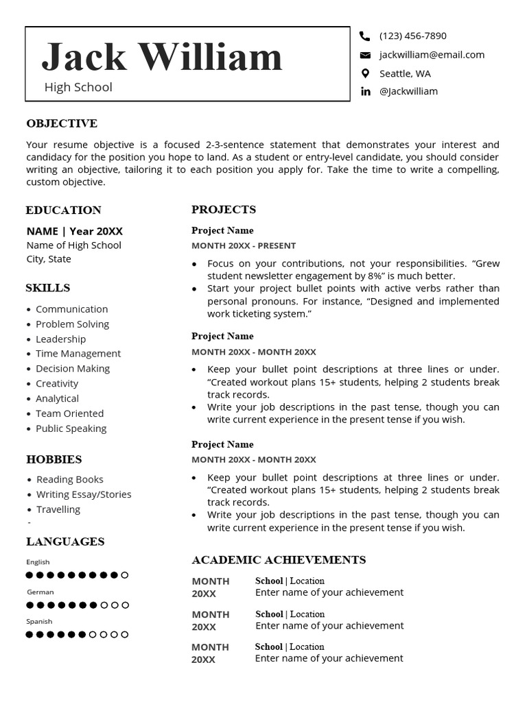 Student Resume Guide | PDF