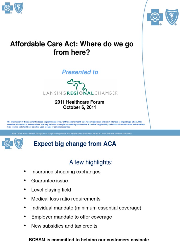 Affordable Care Act: Where Do We Go From Here?: Presented To | PDF ...