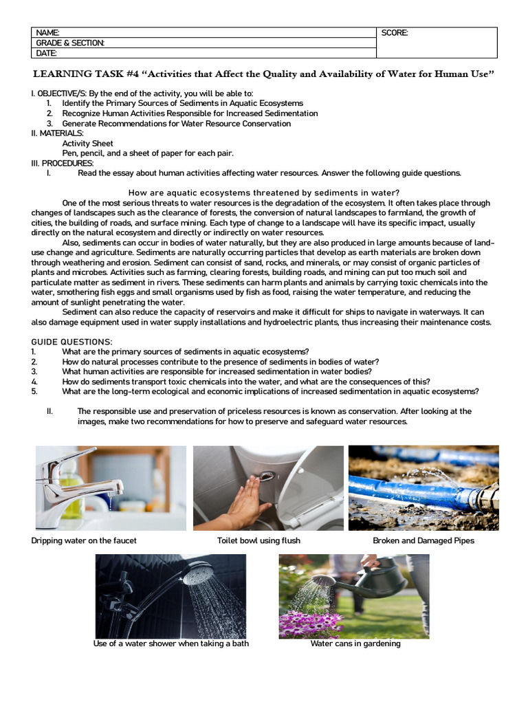 LearningTask4. Activities That Affect The Quality and Availability of ...