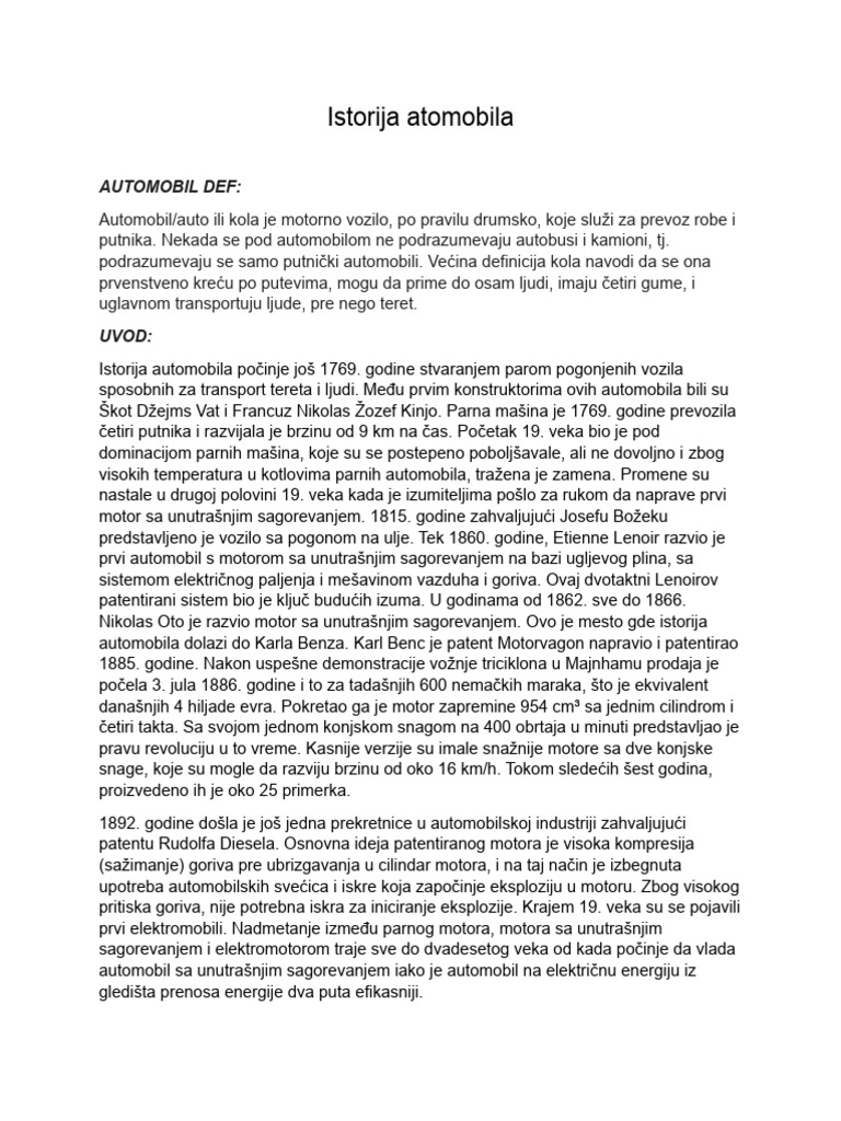 Istorija Atomobila | PDF
