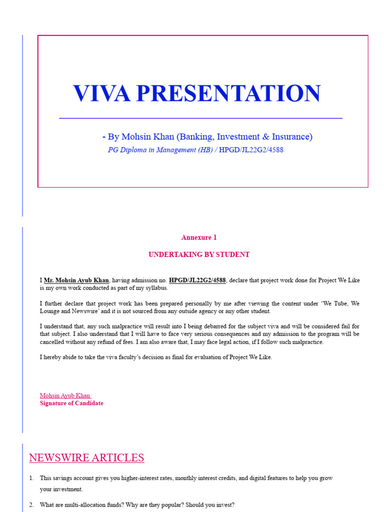 Mohsin Khan Viva Presentation Welingkar | PDF