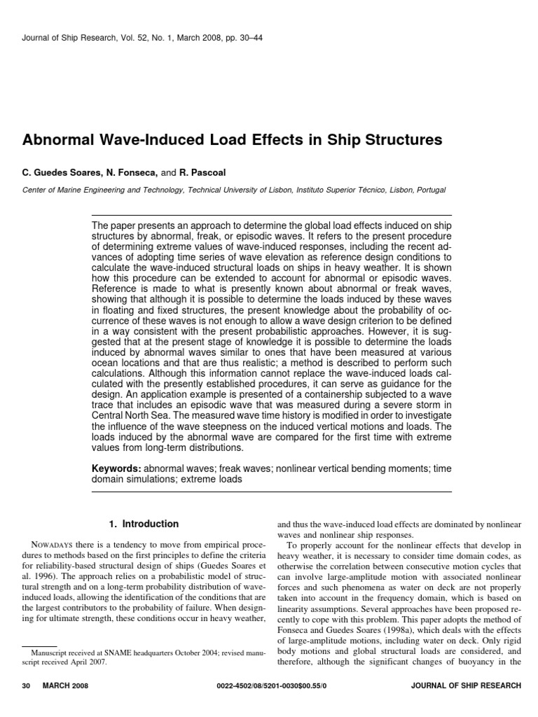 Abnormal Wave-Induced Load Effects in Ship Structures | PDF | Science ...