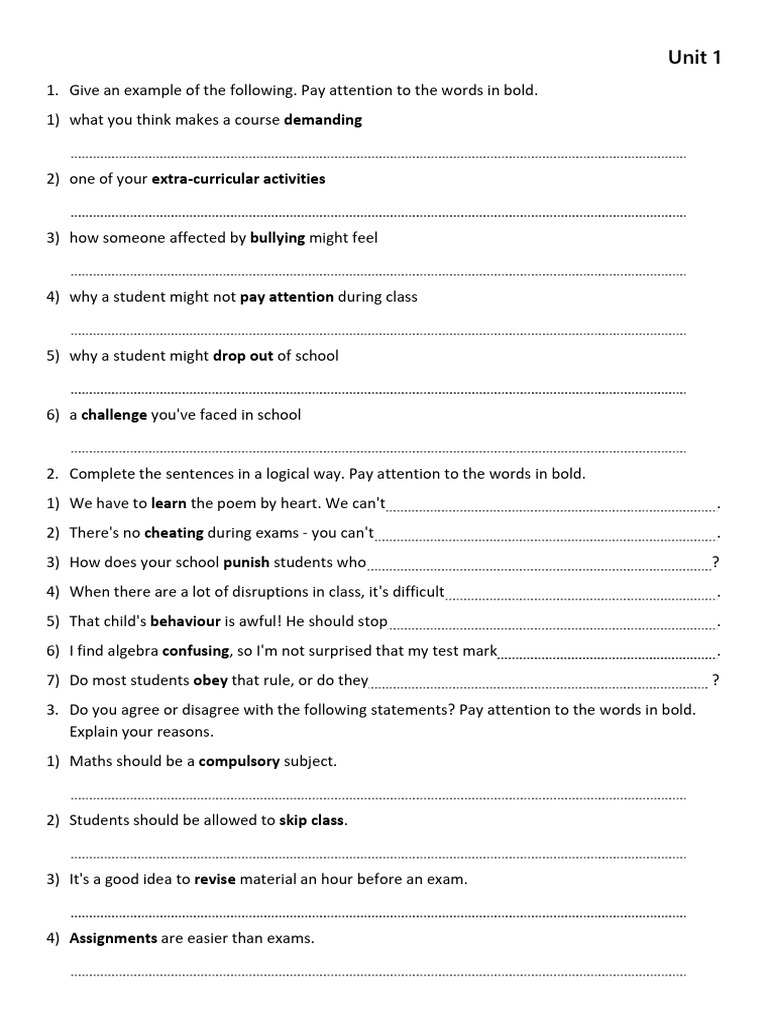 Ejercicios Unit 1 BHC1 | PDF