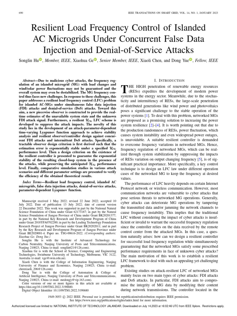 Resilient Load Frequency Control of Islanded AC Microgrids Under Concurrent False Data Injection ...