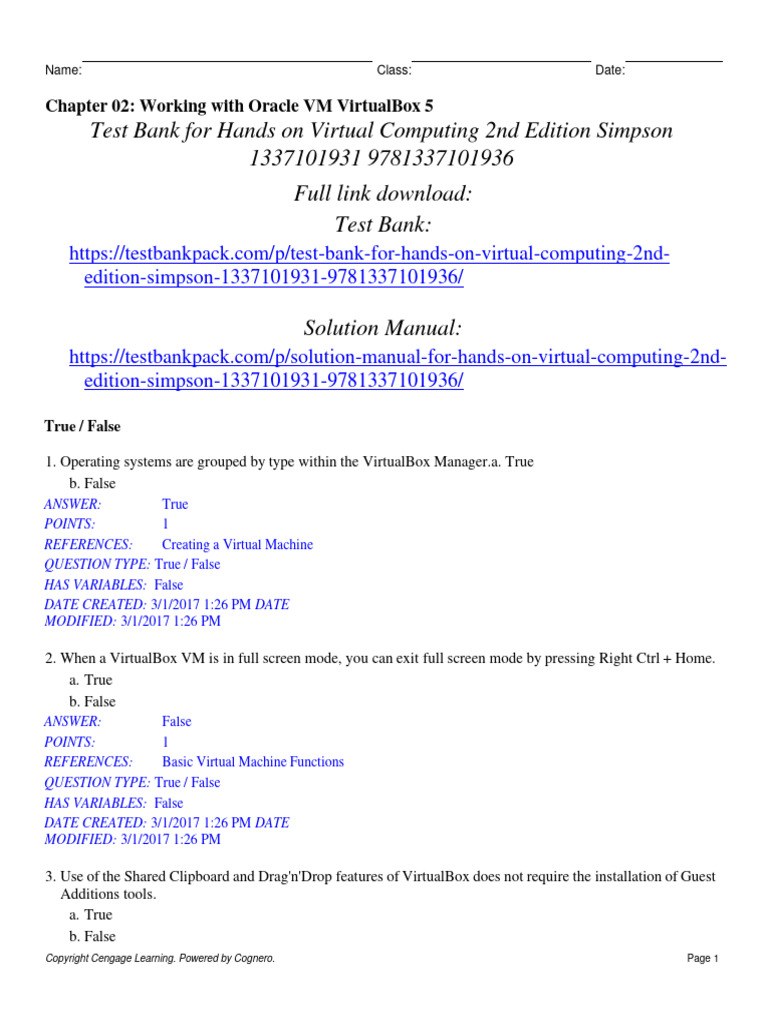 Test Bank For Hands On Virtual Computing 2nd Edition Simpson 1337101931 ...