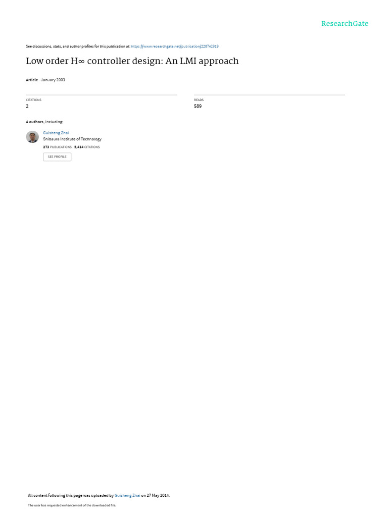 Low Order H Controller Design An LMI Approach | PDF | Teaching Methods ...