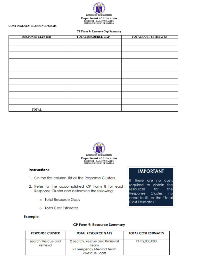 CP FORM 9 - Resource Gap Summary | PDF