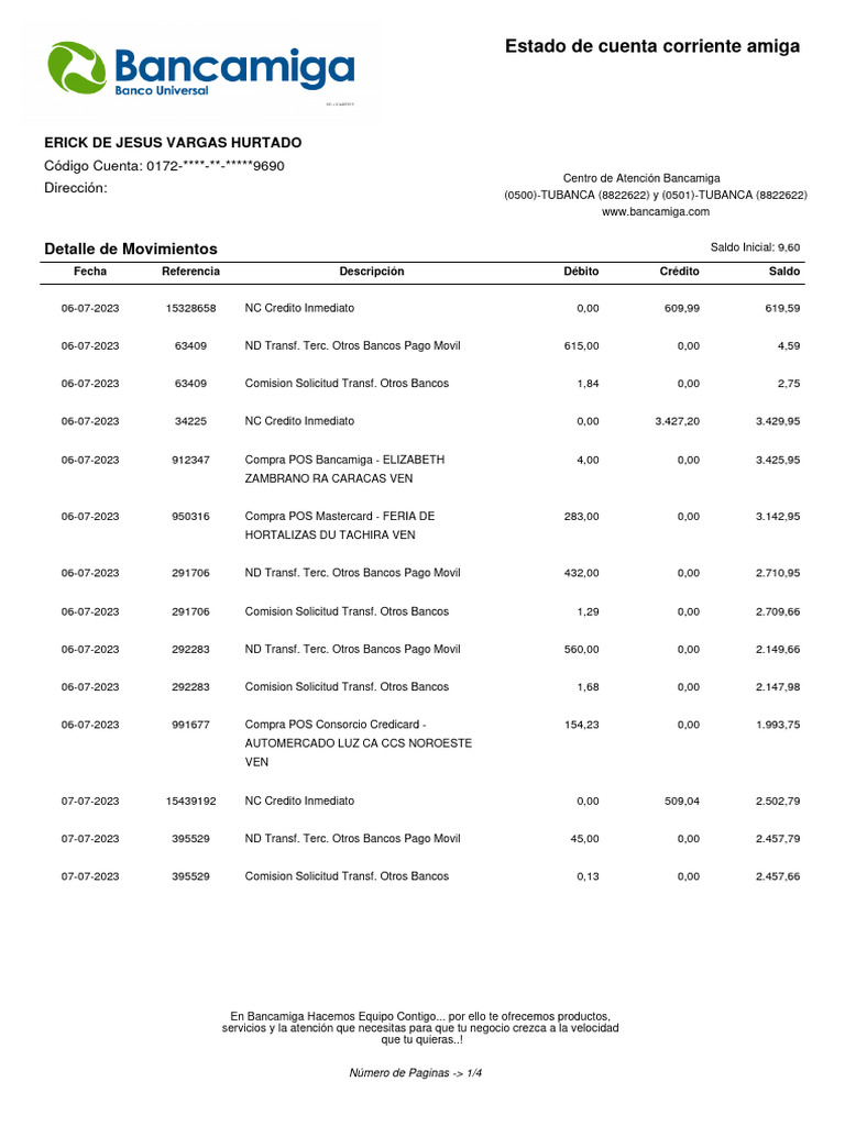 Estado de Cuenta (1) Primario | PDF