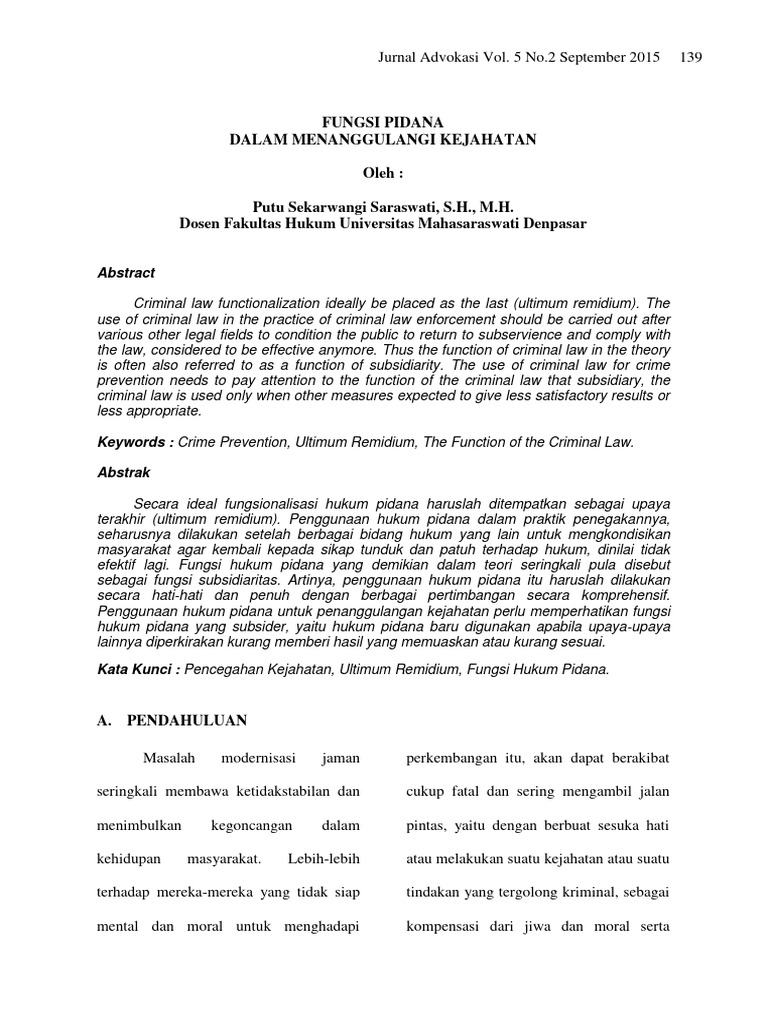 Fungsi Pidana Dalam Menanggulangi Kejahatan | PDF | Ilmu Sosial | Politik
