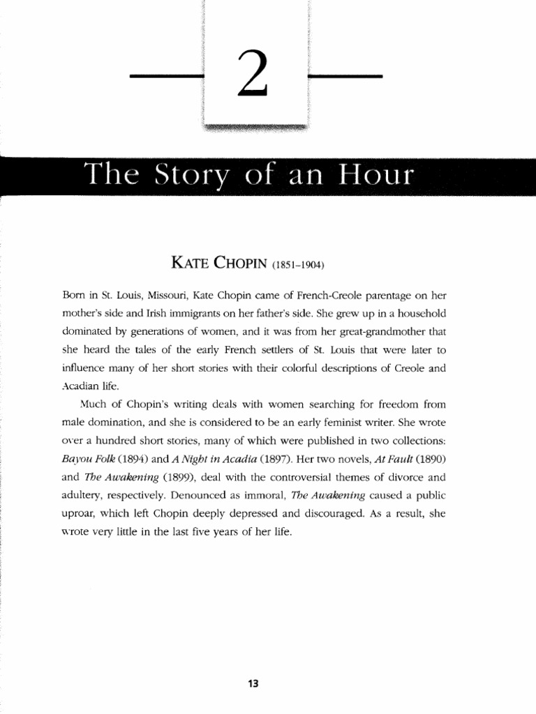 CH 2 - The Story of An Hour by Kate Chopin - I851-1904) | PDF