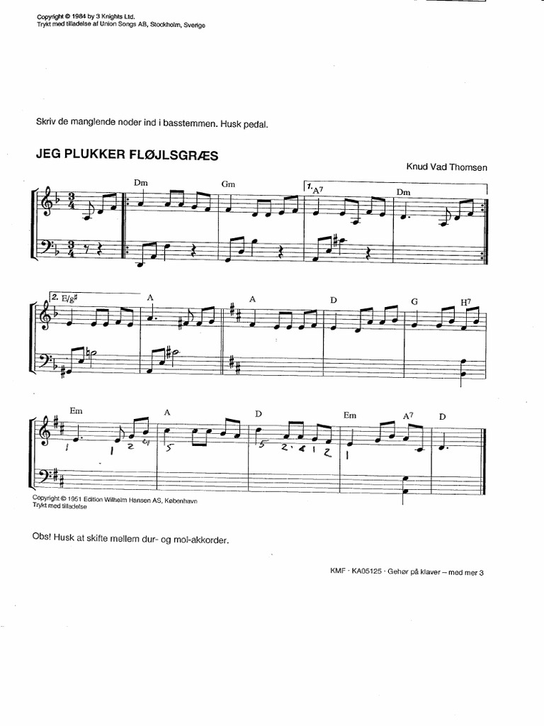 Jeg Plukker Fløjlsgræs | PDF