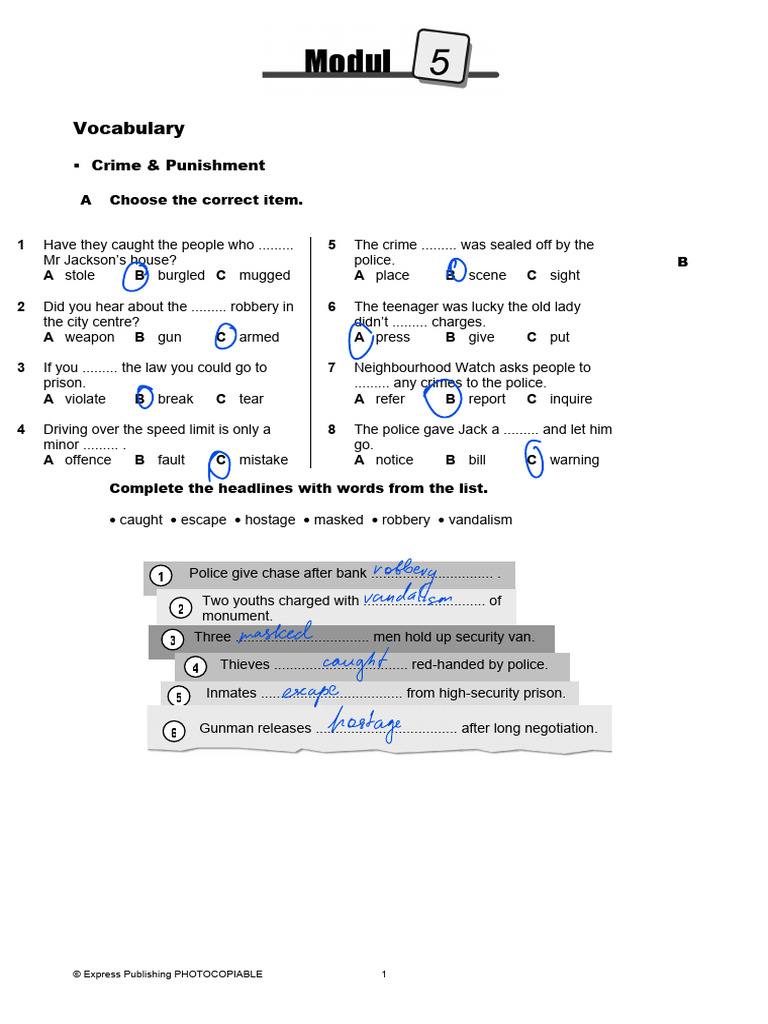 Modul: Vocabulary | PDF | Robbery | Police