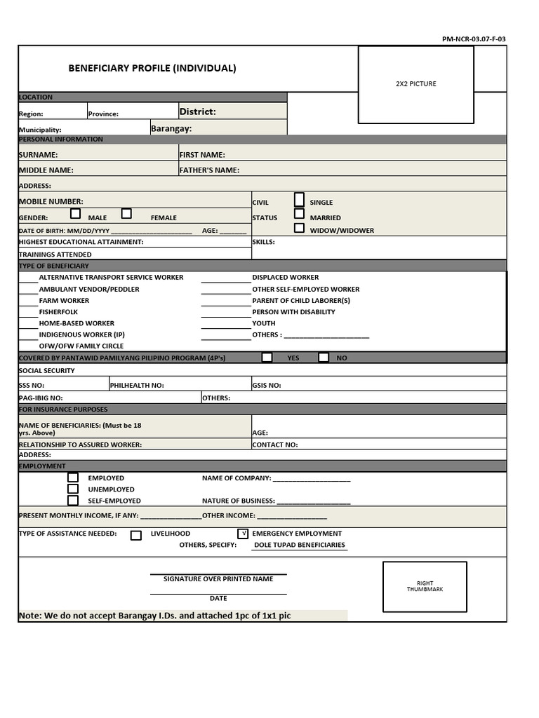 Beneficiary Profile 2 2 4 1 | PDF