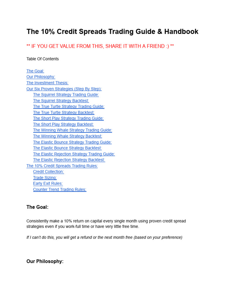 10% Credit Spreads Trading Handbook | PDF