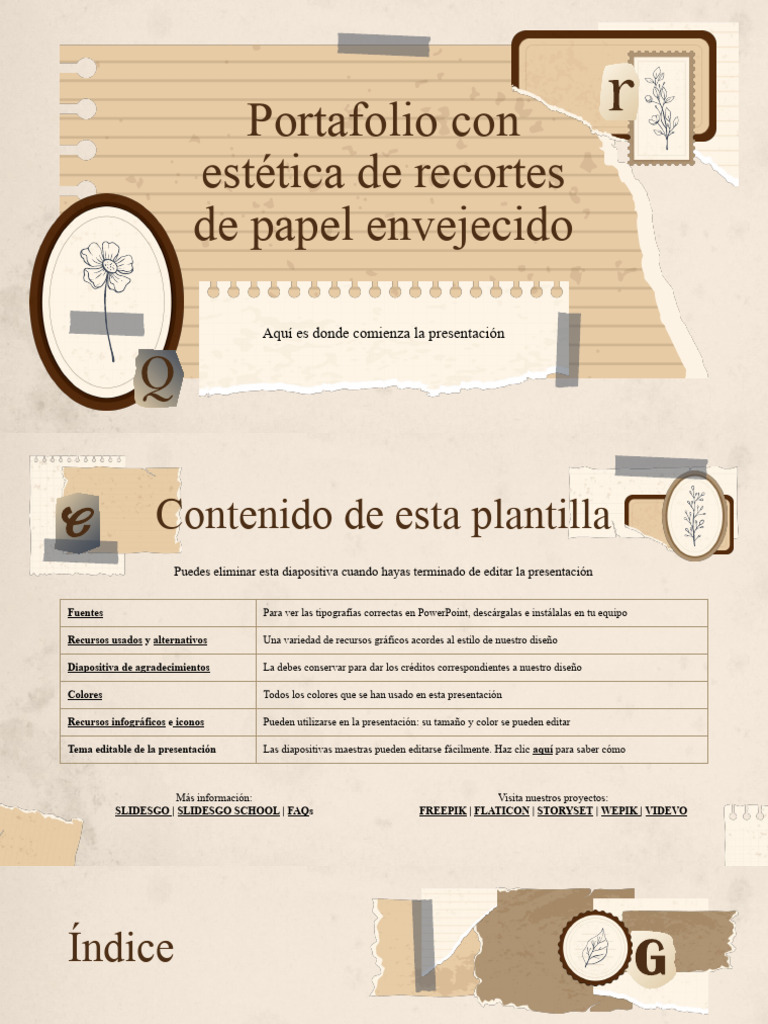 Old Scrap Paper Aesthetic Portfolio - by Slidesgo | PDF