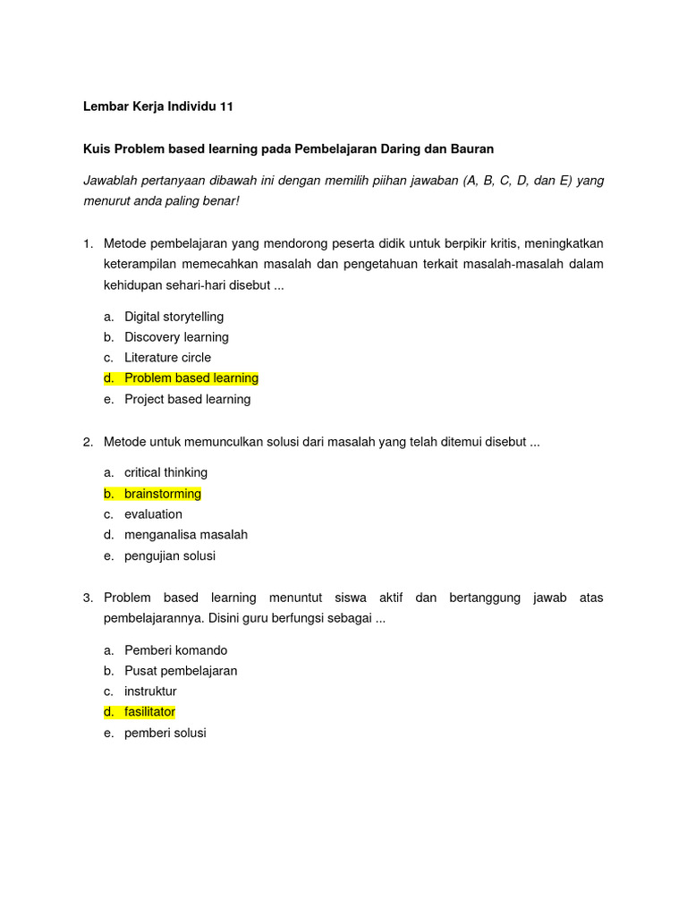 LK Individu 11 - Kuis PBL - Rahayu Ranila | PDF