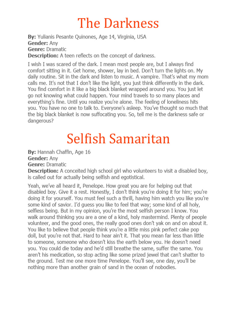 Monologues For Teens | PDF