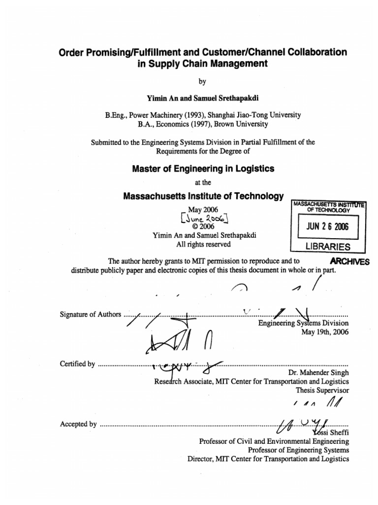 Order Promising/Fulfillment and Customerichannel Collaboration in ...