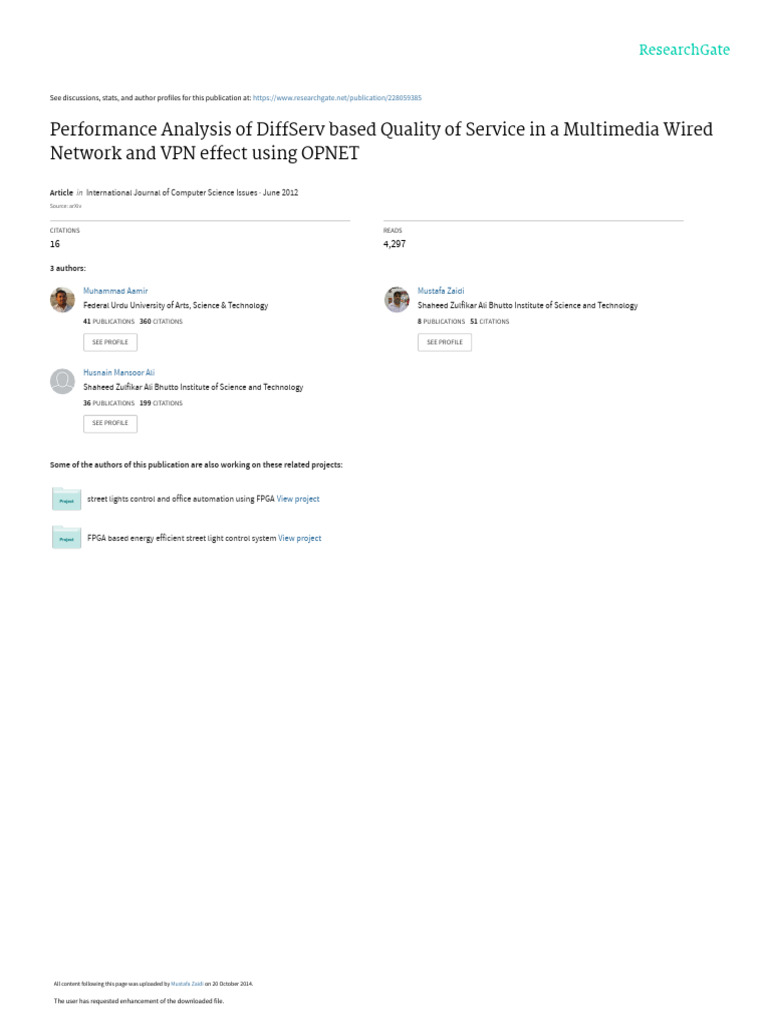 Performance Analysis of DiffServ Based Quality of | PDF | Quality Of Service | Computer Network