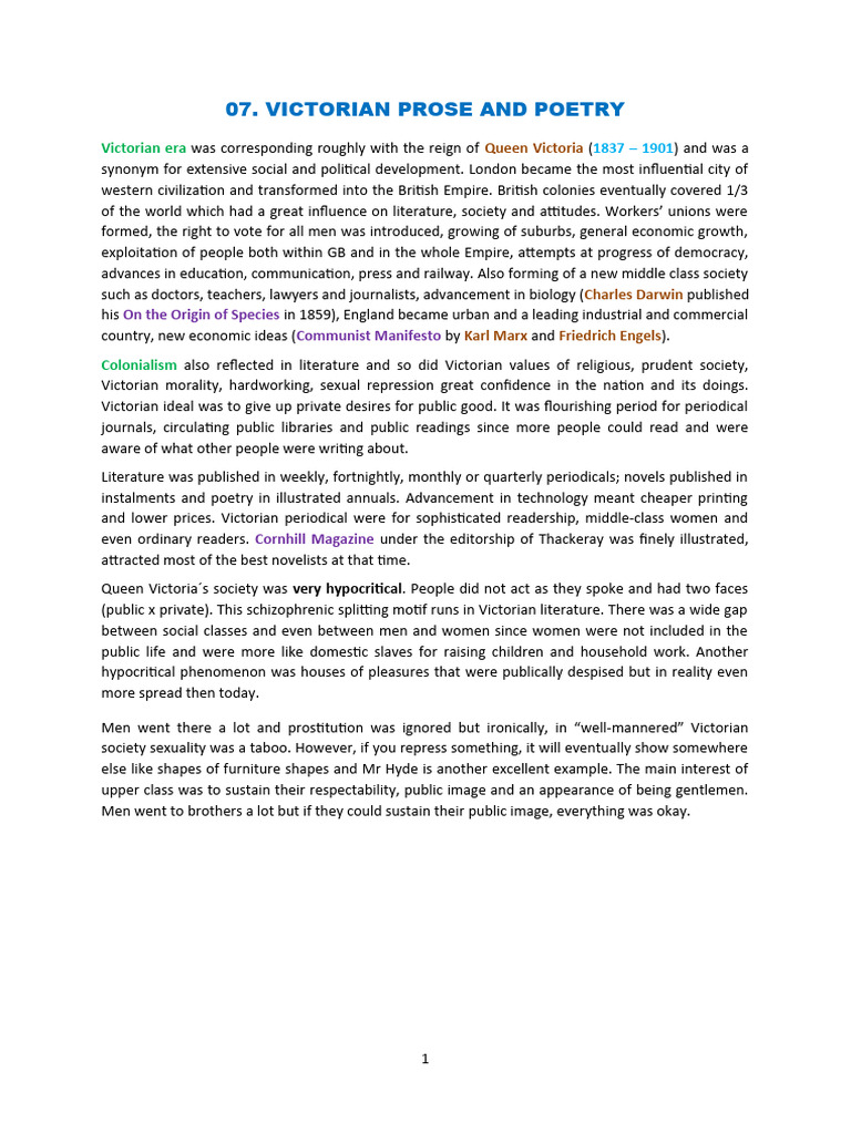 Victorian Prose and Poetry | PDF