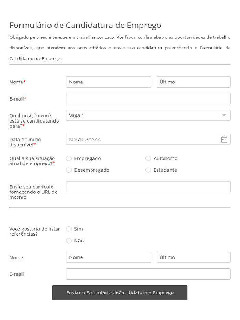 Formulario de Candidatura de Emprego | PDF